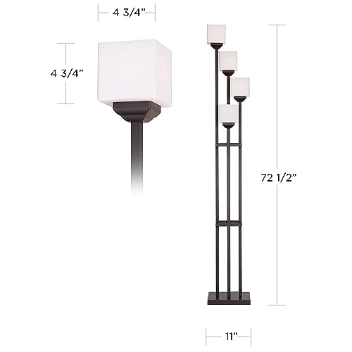 CAUME Light Tree Rustic Torchiere Floor Lamp 72 1/2" Tall Bronze Iron 4-Light White Glass Shade Living Room Bedroom Office House Home