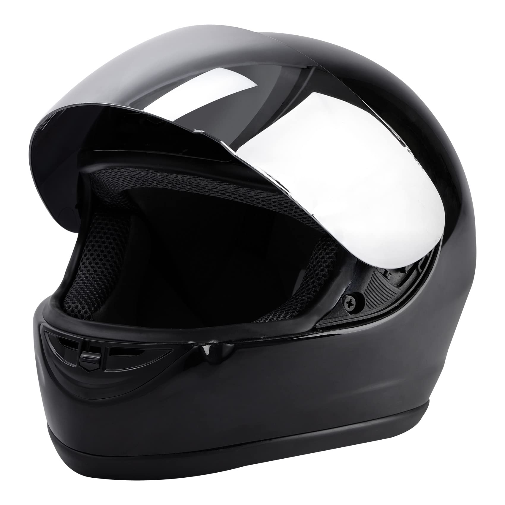 XFMT DOT Adult Motorcycle Flip Up Full Face Helmet Street Dirt Bike ATV Helmets (Black Mirror Shield, X-Large)