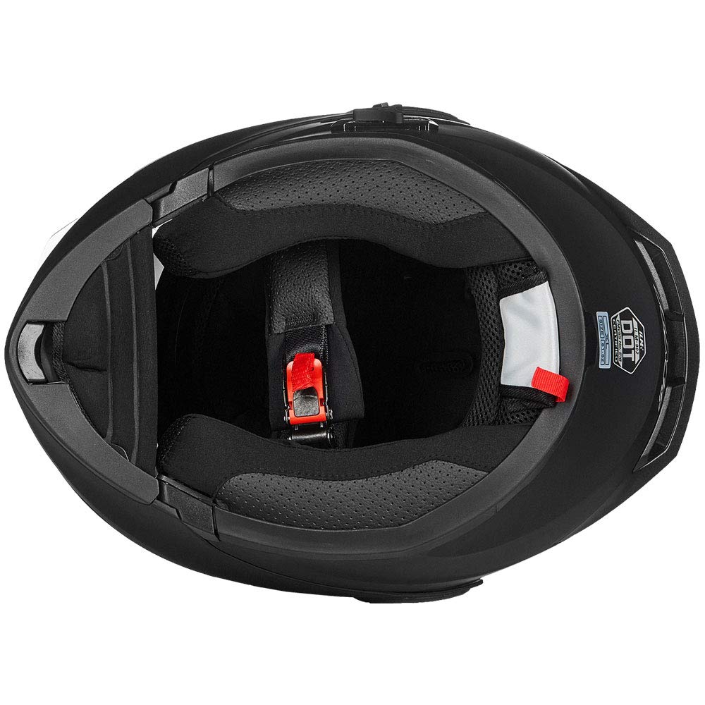 ILM Bluetooth Motorcycle Helmet Modular Flip up Full Face Dual Visor Mp3 Intercom FM Radio DOT Model 902BT(Matte Black, Large)