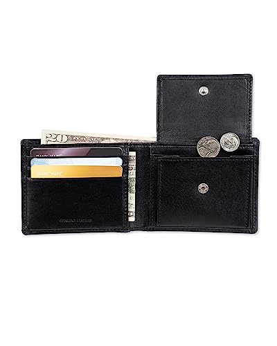 Amazon Essentials Men's Bifold Wallet with Coin Pocket, Black, One Size