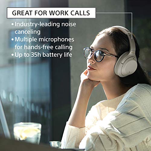 Sony WH1000XM3 Noise Cancelling Headphones : Wireless Bluetooth Over the Ear Headset – Silver (2018 Version)