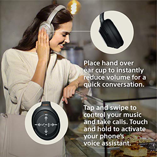 Sony WH1000XM3 Noise Cancelling Headphones : Wireless Bluetooth Over the Ear Headset – Silver (2018 Version)