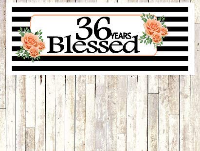 Number 36-36th Birthday Anniversary Party Blessed Years Wall Decoration Banner 10 x 50inches