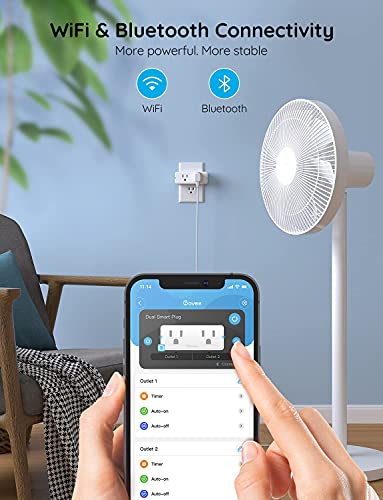 Govee Dual Smart Plug 4 Pack, 15A WiFi Bluetooth Outlet, Work with Alexa and Google Assistant, 2-in-1 Compact Design, Govee Home App Control Remotely with No Hub Required, Timer, FCC and ETL Certified