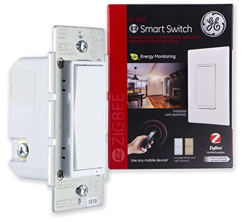 GE Zigbee Smart Switch In-Wall Lighting Control, Neutral Wire Required, Works Directly with Alexa Plus, Echo Show (2nd Gen), White & Light Almond, 45856GE