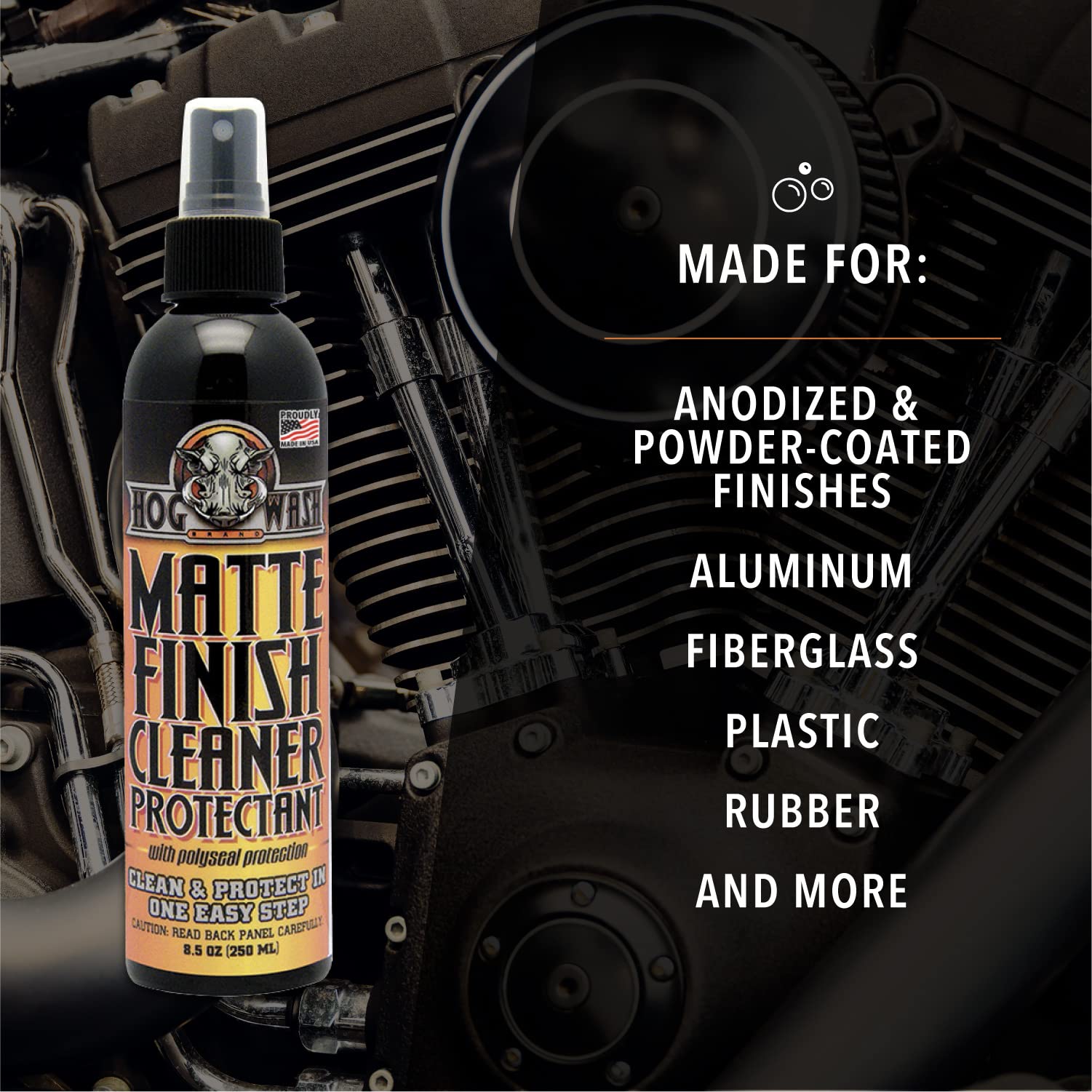 Liquid Performance Hogwash Matte Finish Cleaner and Protectant - 8.5 oz Motorcycle Bike Cleaner Spray - Also Works Great on Motorcycle Helmets - Removes Dirt and Grime