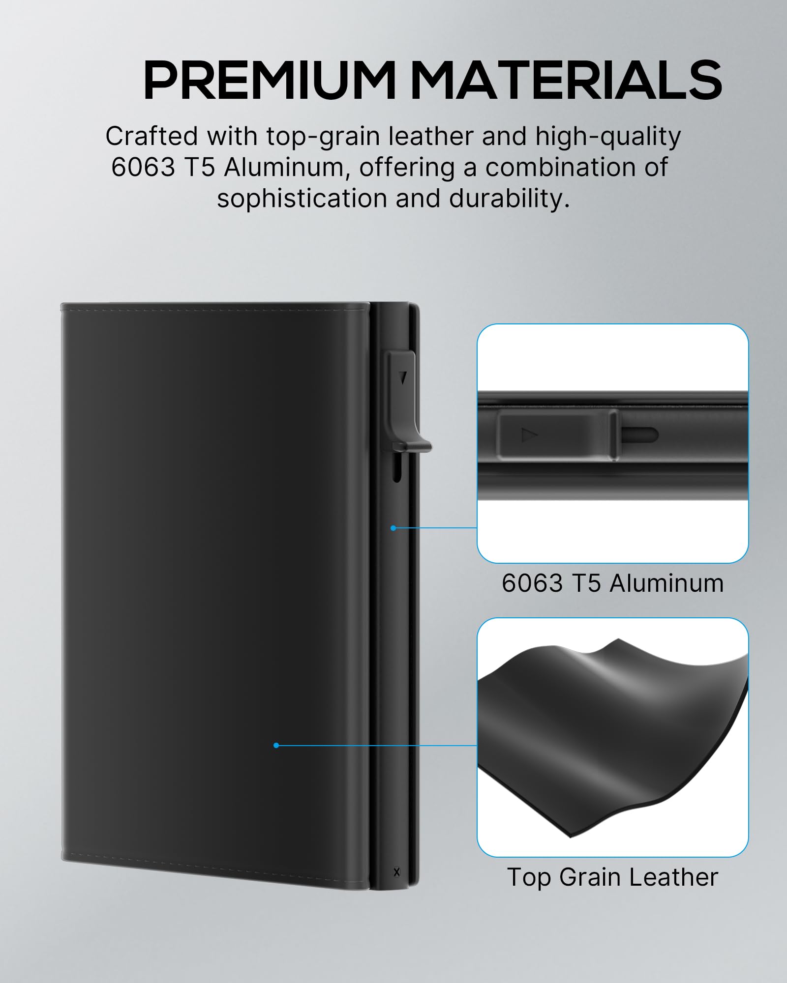 Mens Wallet Card Holder - Smart Wallet for Men, Pop Up Card Case, Top Grain Leather, RFID Blocking, Slim, Minimalist, Ultra Thin, Front Pocket, 9-14 Card Capacity | ID Window | Cash Slot (Black)