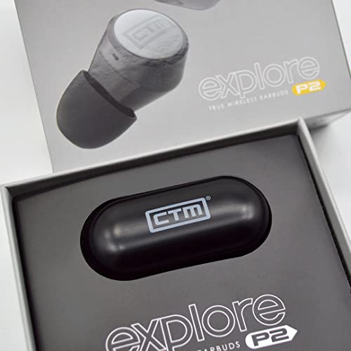 CTM Explore P2 True Wireless Earbuds | Bluetooth 5.0 Button Controls & Magnetic Charging Case | IPX6 Earphones | Sports Headset | Built-in Mic | by Clear Tune Monitors