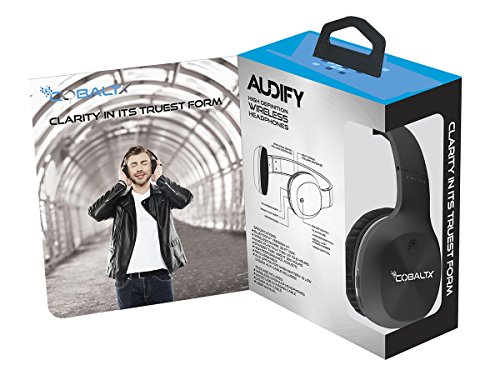 COBALTX AUDIFY Bluetooth Wireless Rechargeable Headphones Range 30 Ft (10m) High Performance Acoustic Sound with Voice Control & 300 Hour Standby Hands Free Talk & 6 Hours of Music (Black)