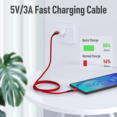 Micro USB Cable Android, BrexLink Micro USB to USB 2.0 Cable Nylon Braided Fast Charging Cable Compatible with Samsung, Kindle, Android Phones, Galaxy S7 Edge, Moto G5, PS4 (6.6ft+6.6ft, Red)