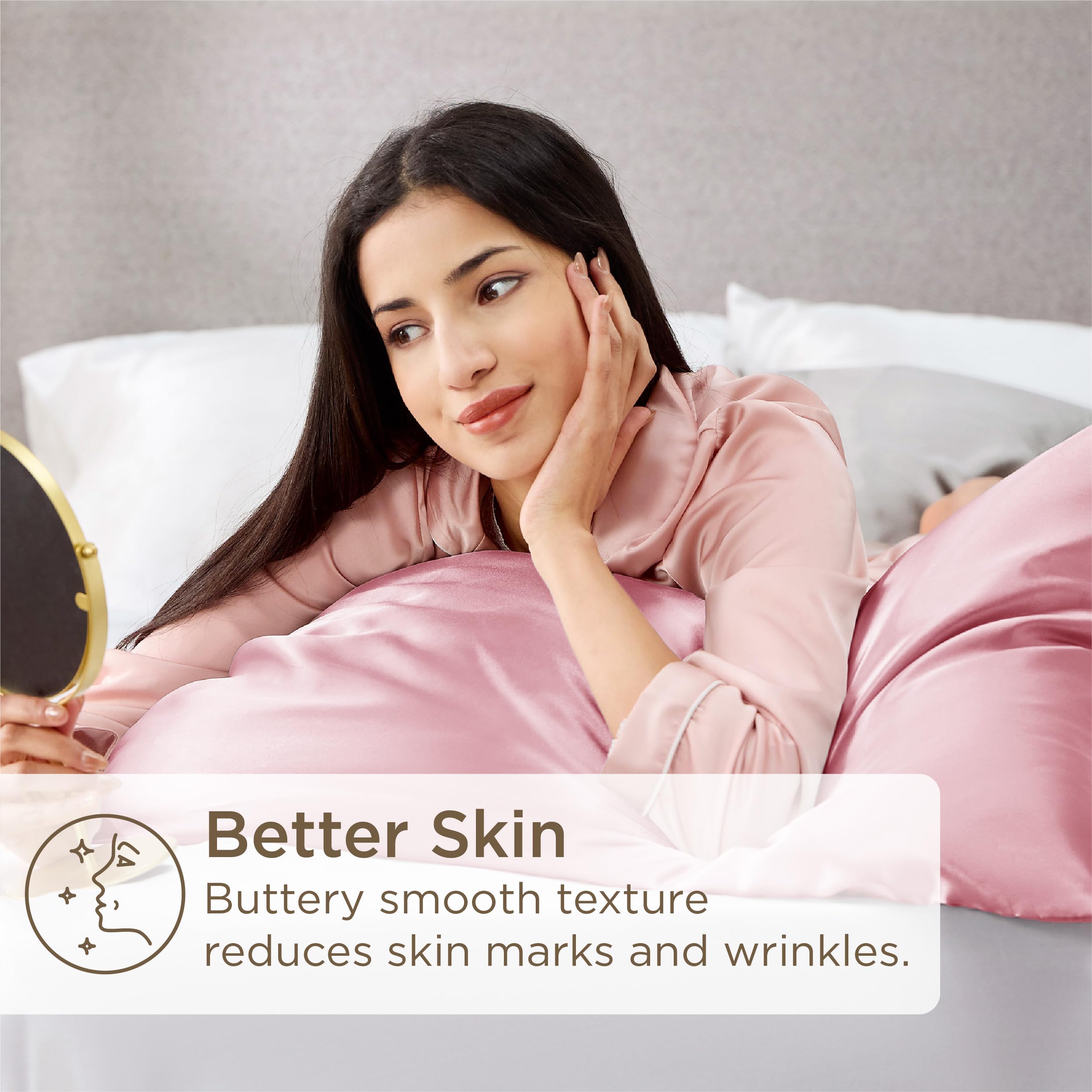 Bedsure Satin Pillowcase 2 Pack Similar to Silk Pillow Cases Standard Size, Pillow Case for Sleeping Women with Envelope Closure, Gifts for Women Men, Pink, 20x26 Inches