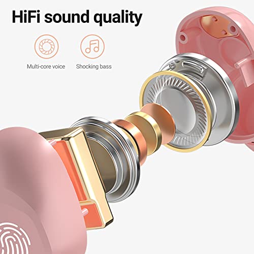WskLinft Wireless Headset Automatic Pairing High Fidelity Bluetooth-compatible5.2 Sports Dynamic Ear Hook Earphone for Fitness Pink