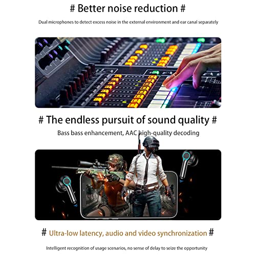 HiFi Bluetooth Earbuds, Bluetooth Headset Game Music Dual Ear Wireless Sport Earphone Intelligent Noise Reduction Waterproof Headset