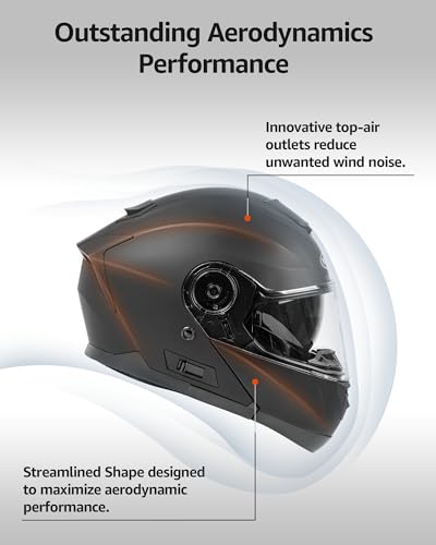 YEMA Modular Motorcycle Helmets, DOT Approved Full Face Motorcycle Helmet with Flip Up Dual Visor, Helmets for Adults Motorcycle Men Women Helmets for Street Scooter ATV E-bike - YM-926 Black
