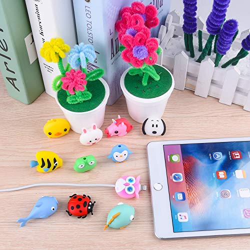TUPARKA 18 Pcs Cable Protector for iPhone/ipad USB Lightning Cable, Plastic Cute Fish Unicorn Animals Charging Cable Saver, Phone Accessory Protect USB Charger