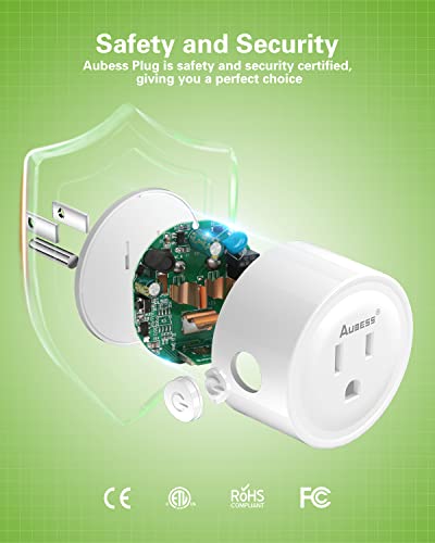Aubess Smart Plugs with Energy Monitoring, Smart Plugs That Work with Alexa & Google Assistant, Alexa Smart Outlet Plug with Timer, Schedule, VeSync APP Remote Control, No Hub Required, White