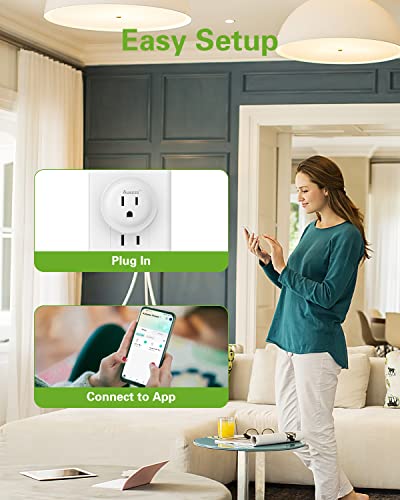 Aubess Smart Plugs with Energy Monitoring, Smart Plugs That Work with Alexa & Google Assistant, Alexa Smart Outlet Plug with Timer, Schedule, VeSync APP Remote Control, No Hub Required, White