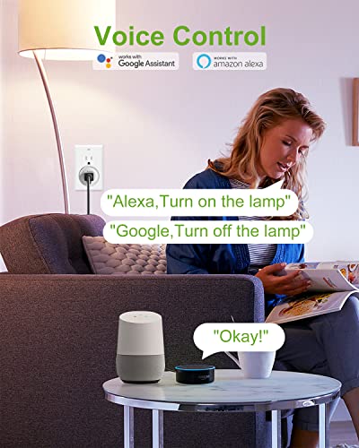 Aubess Smart Plugs with Energy Monitoring, Smart Plugs That Work with Alexa & Google Assistant, Alexa Smart Outlet Plug with Timer, Schedule, VeSync APP Remote Control, No Hub Required, White