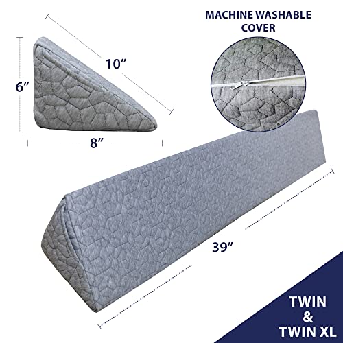 EPHEDORA Triangle Bed Wedge Pillow for Headboard Gap (0-8") - Fills The Gap Between Mattress and Headboard - Bed Gap Filler Twin Size