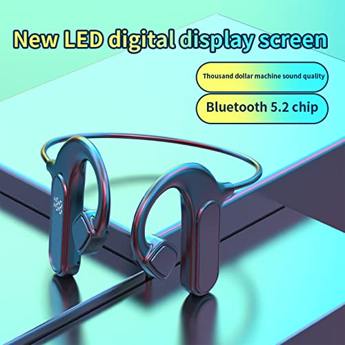Bluetooth 5.2 Sports Wireless Open Ear Headphones - Built-in Mic Support SD Card Digital Display Stereo Long-Lasting Sport Earphone for Office Outdoor Workouts Running Cycling