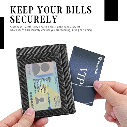 FirstVIP Ultra Slim Wallet for Men - Genuine Leather, RFID-Blocking, Lightweight, Includes Card Holders, Fade Resistant
