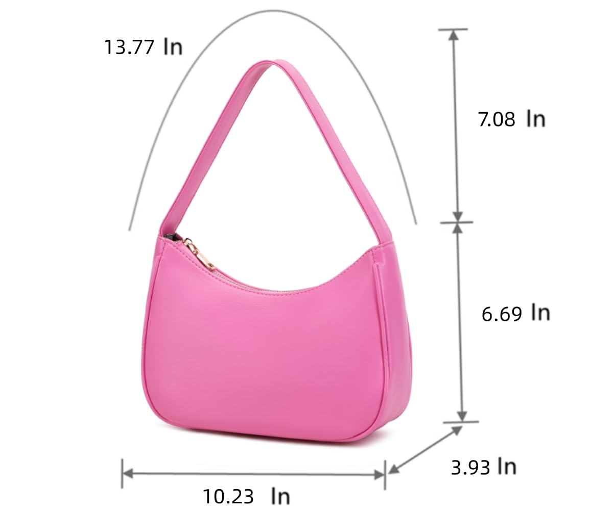 CYHTWSDJ Shoulder Bags for Women, Cute Hobo Tote Handbag Mini Clutch Purse with Zipper Closure (Pink)