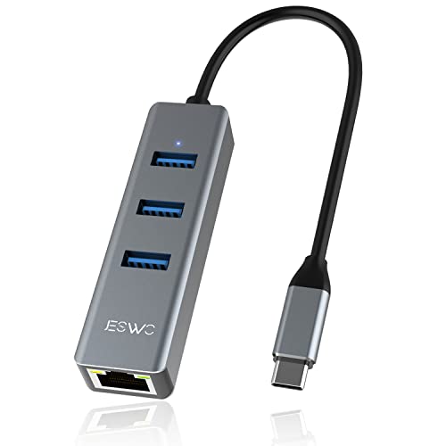 USB C to Ethernet Adapter, JESWO USB-C Hub with Ethernet Adapter, Thunderbolt 3/Type-C Gigabit Ethernet LAN Network Adapter, Compatible for MacBook, iMac, iPad Pro, XPS, and More