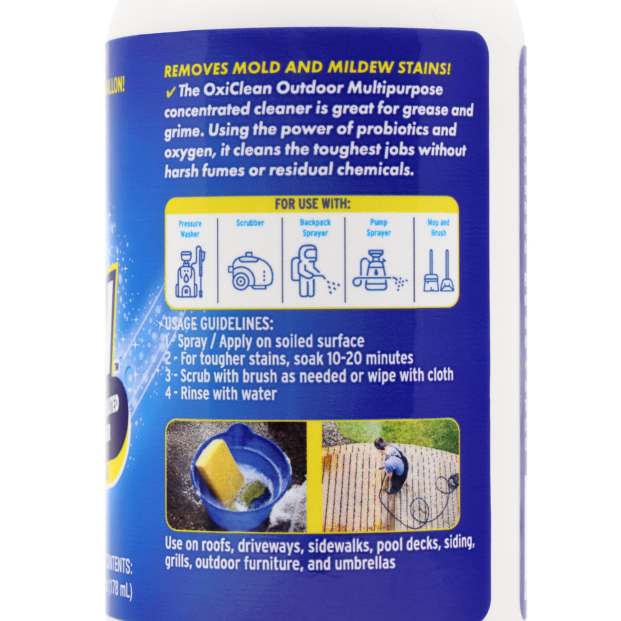 OxiClean - Outdoor Multipurpose Super Concentrated Cleaner - Makes 2 Gallons - Stain Remover - Driveway Cleaner for Concrete - Degreaser for Cement and Brick (2 PK 6oz Bottle = 2 Gallons)
