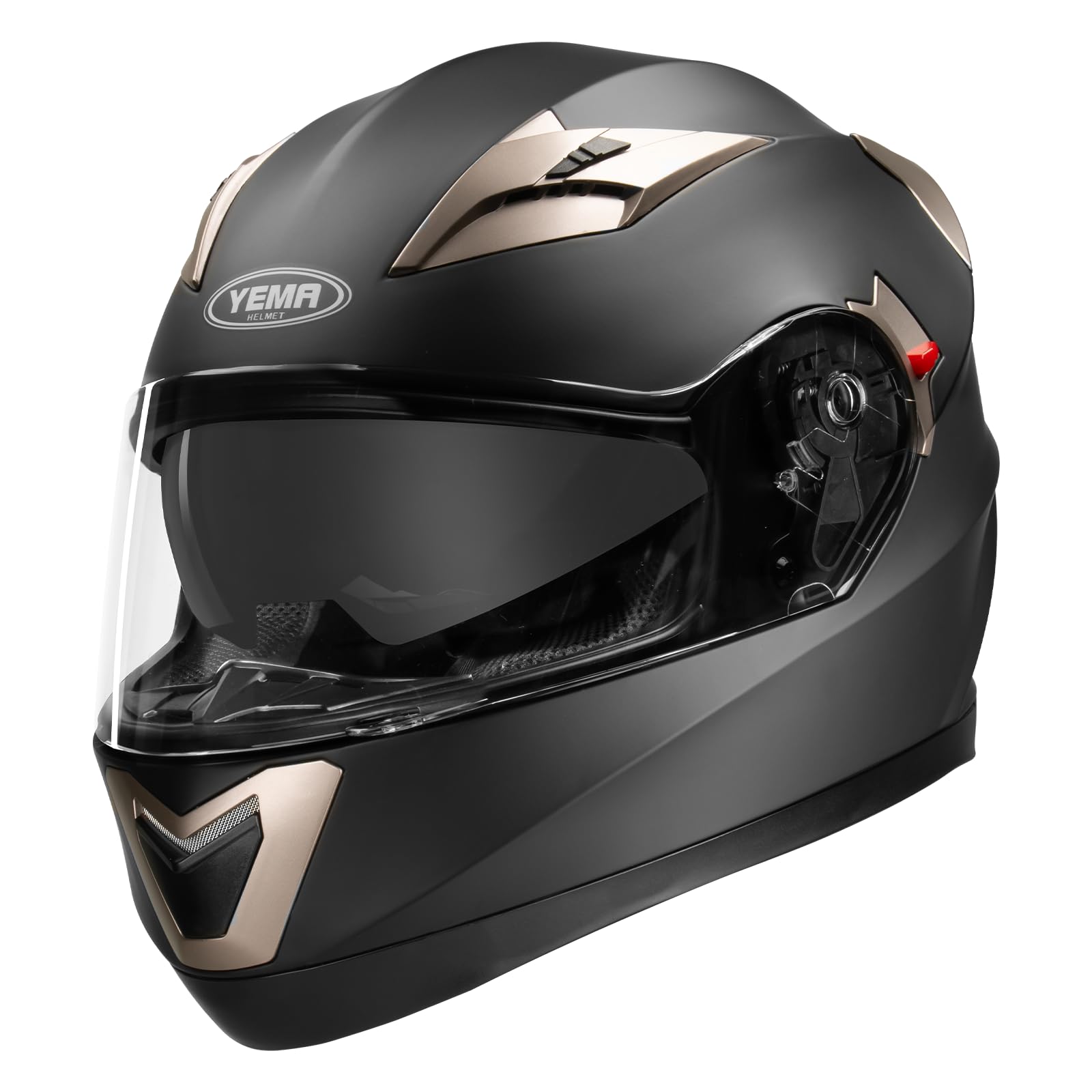 Motorcycle Full Face Helmet DOT Approved - YEMA Helmet YM-829 Motorbike Moped Street Bike Racing Casco Moto Helmet with Sun Visor for Adult,Youth Men and Women - Matte Black,XL
