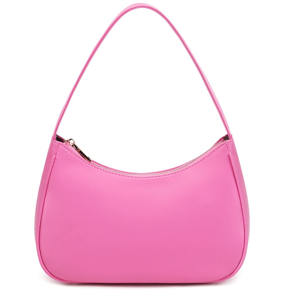 CYHTWSDJ Shoulder Bags for Women, Cute Hobo Tote Handbag Mini Clutch Purse with Zipper Closure (Pink)
