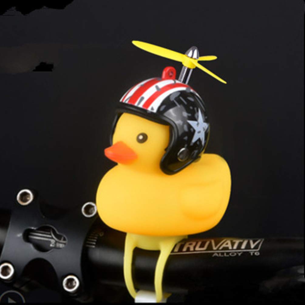 Duck Bike Bell, Rubber Bike Horn, Cute Yellow Duck Bicycle Decorations, Squeeze Duck Bicycle Horns with Propeller Helmet