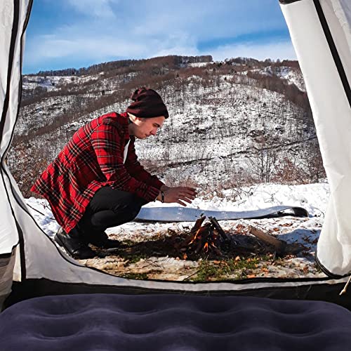 SIXAQUAE Twin Inflatable Air Mattress,9" Raised ,Comfort Flocked Portable Blow up Bed with Patch Kit and Hand Pump for Home Camping Travel