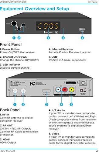 Digital Converter, Ematic Digital TV Converter Box with Recording, Playback, & Parental Controls, AT103B (Non-Retail Packaging)