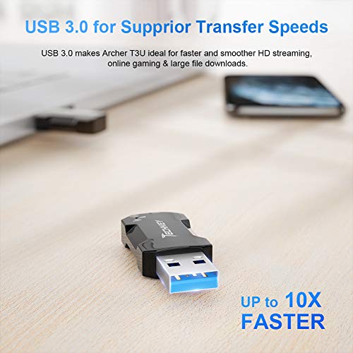 USB WiFi Adapter 1200Mbps for PC, Techkey Mini Wireless Network Adapter USB 3.0 WiFi 802.11 ac with Dual Band 2.4GHz/300Mbps, 5GHz/866Mbps for Desktop Laptop Windows XP/7/8/8.1/10/ Mac OS