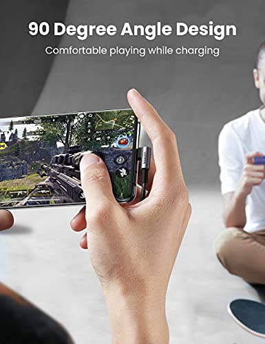 UGREEN USB C Charging Cable, 2-Pack Right Angle 3A Fast Charge QC3.0 USB A to USB C Cable, Nylon Braided Cord Compatible with Galaxy S10/S10+, iPad Mini 6, Pixel 7, Switch, etc. 6.6FT
