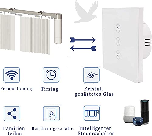 Smart Curtain Switch, 2.4Ghz WiFi Switch Works with Alexa and Google Home, App Remote Control and Voice Control, Device Sharing and Timer Function, ETL&FCC Certified, Neutral Wire Required, 2 Packs