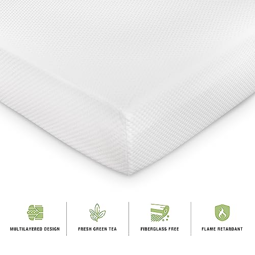 BioPEDIC 8 Inch Green Tea Infused Medium Plush Memory Foam Mattress in a Box - Fiberglass Free - Breathable Cooling Mattress - Twin XL