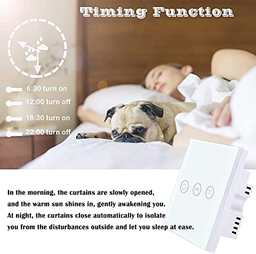 Smart Curtain Switch, 2.4Ghz WiFi Switch Works with Alexa and Google Home, App Remote Control and Voice Control, Device Sharing and Timer Function, ETL&FCC Certified, Neutral Wire Required, 2 Packs