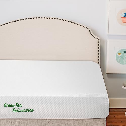 BioPEDIC 8 Inch Green Tea Infused Medium Plush Memory Foam Mattress in a Box - Fiberglass Free - Breathable Cooling Mattress - Twin XL