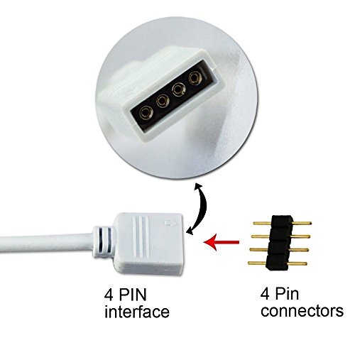 RGBZONE 2 Pack 5M 16.4ft Extension Cable Connect Female Plug to SMD 5050 RGB LED Strip Light with Free 4pcs 4pin Connecto