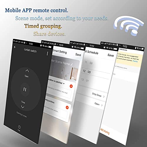 Smart Curtain Switch, 2.4Ghz WiFi Switch Works with Alexa and Google Home, App Remote Control and Voice Control, Device Sharing and Timer Function, ETL&FCC Certified, Neutral Wire Required, 2 Packs