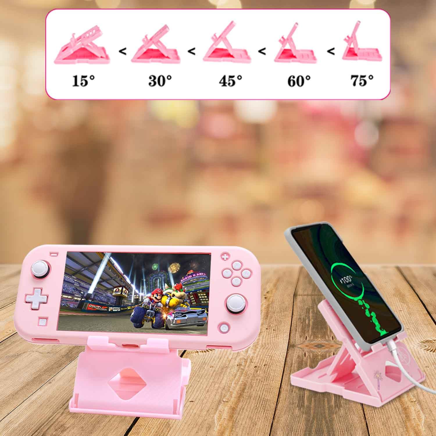 GUTIAL Accessories Bundle for Nintendo Switch Lite - Cute Kawaii NS Lite Accessories kit for Grils Boys Kids with Carrying Case, Cartoon Cover Case, Screen Protector, Stand - Pink