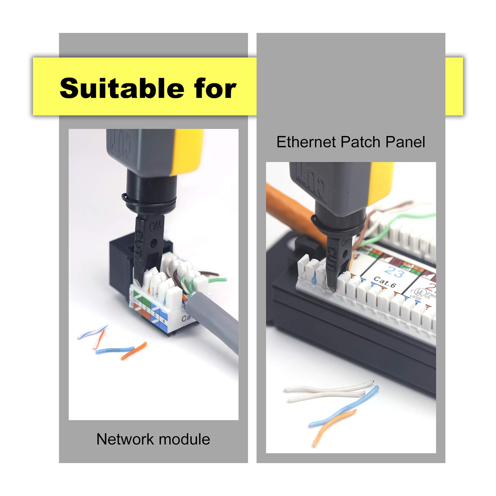 VCELINK Punch Down Impact Tool with 110 and 66 Blades, Network Wire Punch Down Impact Tool Kit, Keystone Impact Terminal Insertion Tools, Network Cable CAT6/CAT5/CAT3 Stripper