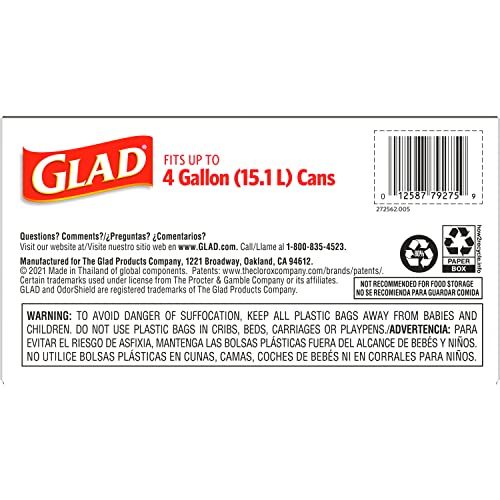 Glad Odorshield Small Drawstring Trash Bags, 4 Gal, Pink, Cherry Blossom, 80 Ct, Pack May Vary