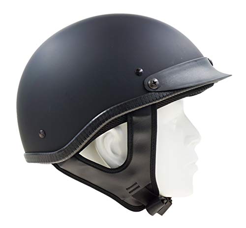 Wheeling Motorcycle Bike Biker ATV Visor Half Open Face Helmet DOT Approved Model 204 (Flat Balck Medium)