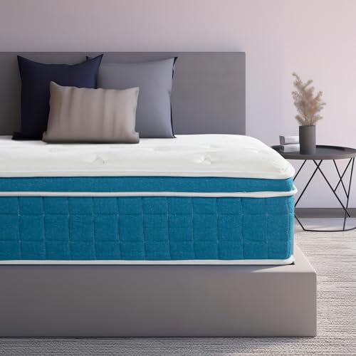 Askme Twin XL Mattress 12 Inch Innerspring Mattress Bed in a Box,Medium Firm Cooling Gel Memory Foam Mattress Individually Wrapped Pocket Coils with One Free Memory Foam Bed Pillow CertiPUR-US