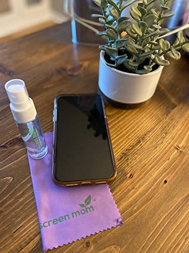 Screen Mom 1oz Screen Cleaner Spray 3 Pack - for Laptop, Computer Monitor, Phone Cleaner, iPad, Eyeglass, LED, LCD, TV - Includes 3 1oz Spray and 3 Purple Cleaning Cloths