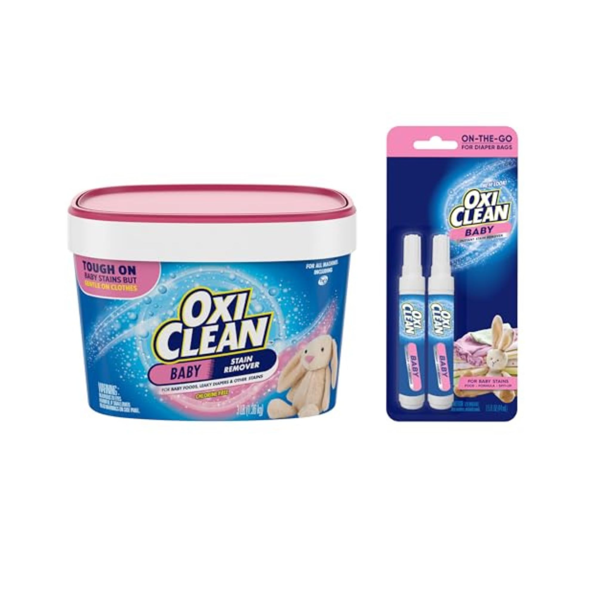 OxiClean Baby Stain Soaker, 3 lb + 2-Pack OxiClean Baby Laundry Stain Remover Pens