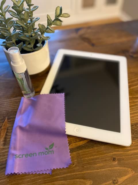 Screen Mom 1oz Screen Cleaner Spray 3 Pack - for Laptop, Computer Monitor, Phone Cleaner, iPad, Eyeglass, LED, LCD, TV - Includes 3 1oz Spray and 3 Purple Cleaning Cloths