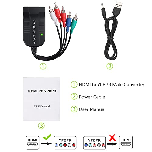 LiNKFOR 1080P HDMI to Component Converter Scaler, HDMI Input to YPbPr Convert HDMI to Component, Only HDMI to Component Converter for HDTV Box PC PS3 Roku Blu-Ray DVD (NOT Component to HDMI)